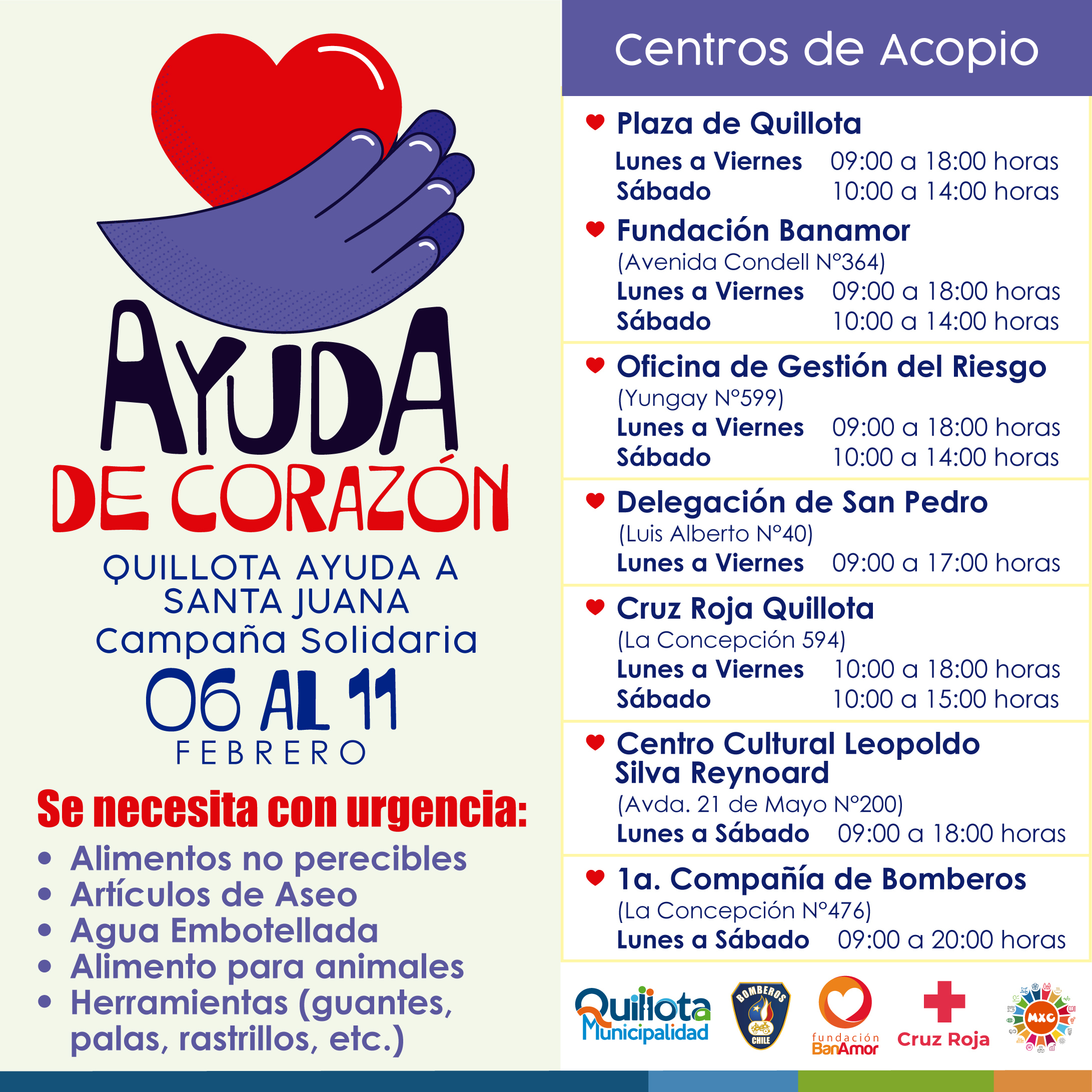 Municipalidad inicia Campaña Solidaria “Quillota Ayuda a Santa Juana ...